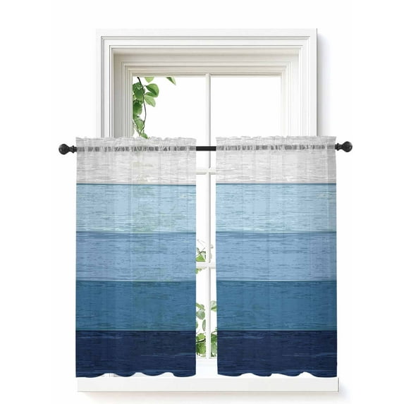 Blue Ombre Curtains 54 Inch Length, Sheer Curtains for Bedroom Living ...