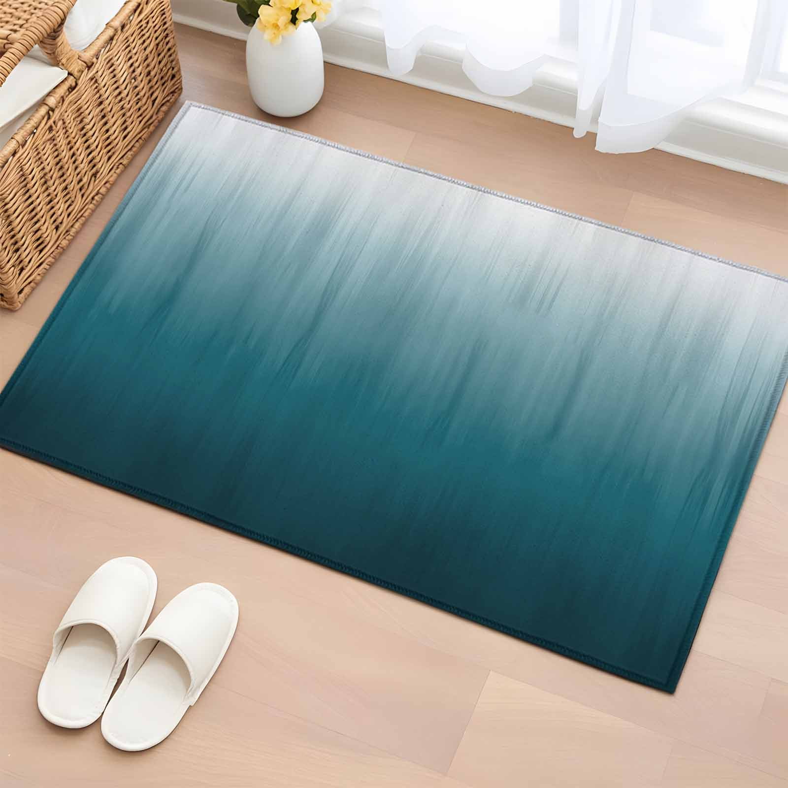 Blue Ombre Entryway Rug 2'x3' Non Slip Front Door Mats, Contemporary ...