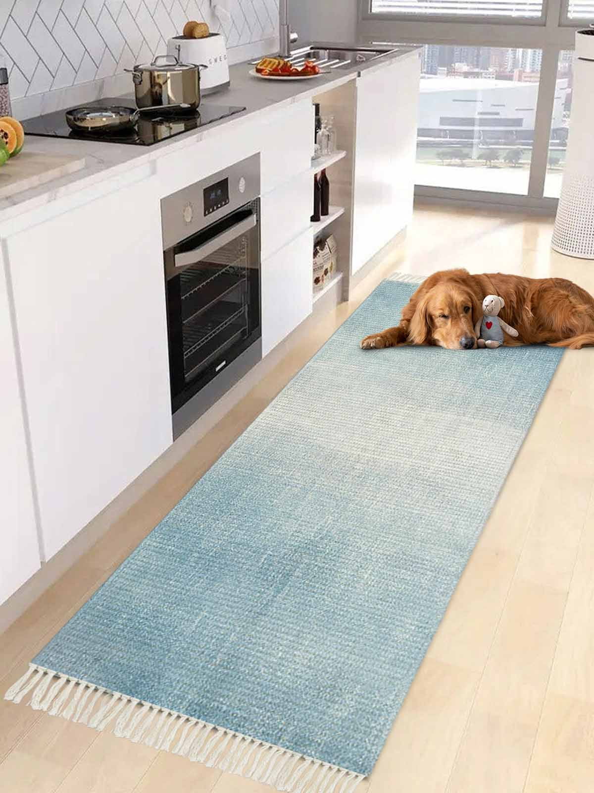 Blue Ombre Entryway Runner Rug 2x4ft, Modern Abstract Art Aesthetics ...