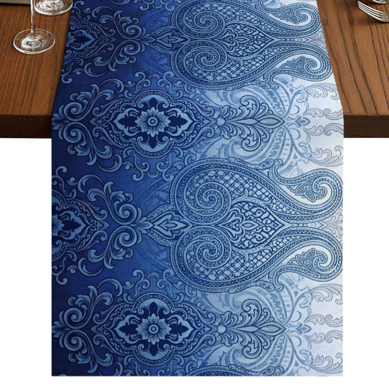 Blue Ombre Ethnic Burlap Cotton Table Runner 13x60 Inches Long ...