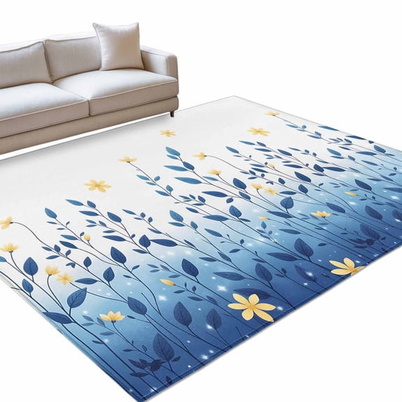 Blue Ombre Eucalyptus Washable Rug 5x8 Area Rug for Living Room Bedroom ...
