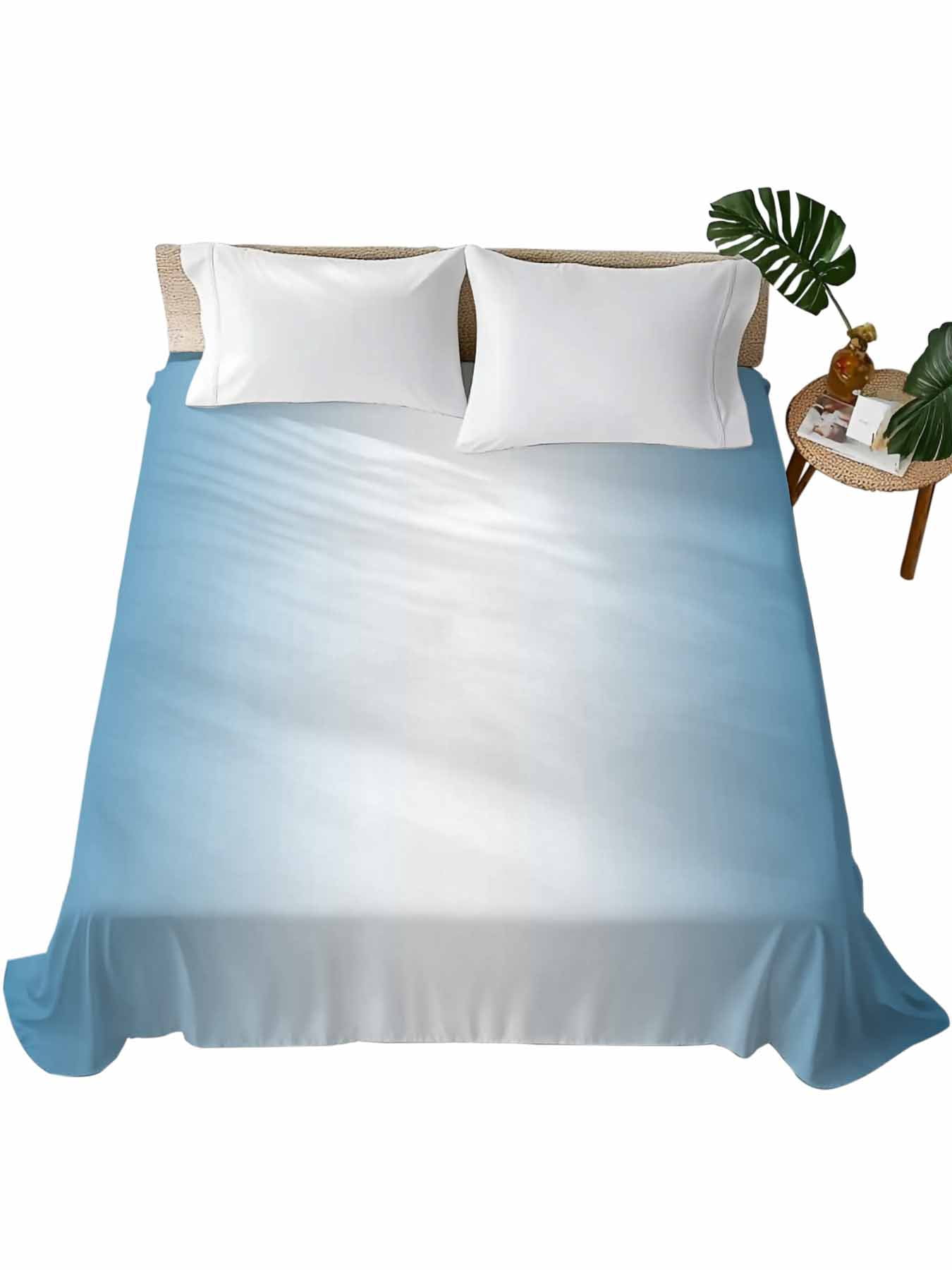 Blue Ombre Flat Sheets Only Twin XL Size, Soft Breathable Bed Top ...