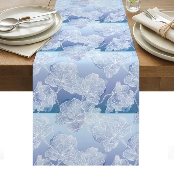 Blue Ombre Floral Table Runner Sky Classic Minimalist Tablerunners 13 x ...