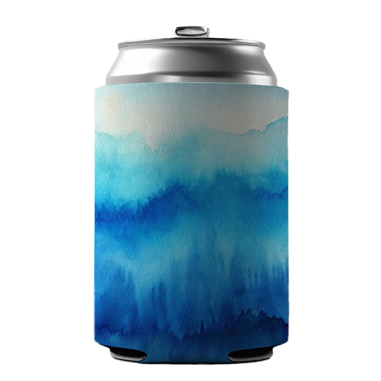 Blue Ombre Forest Watercolor Drink Beer Soda Insulated Sleeve Holder ...
