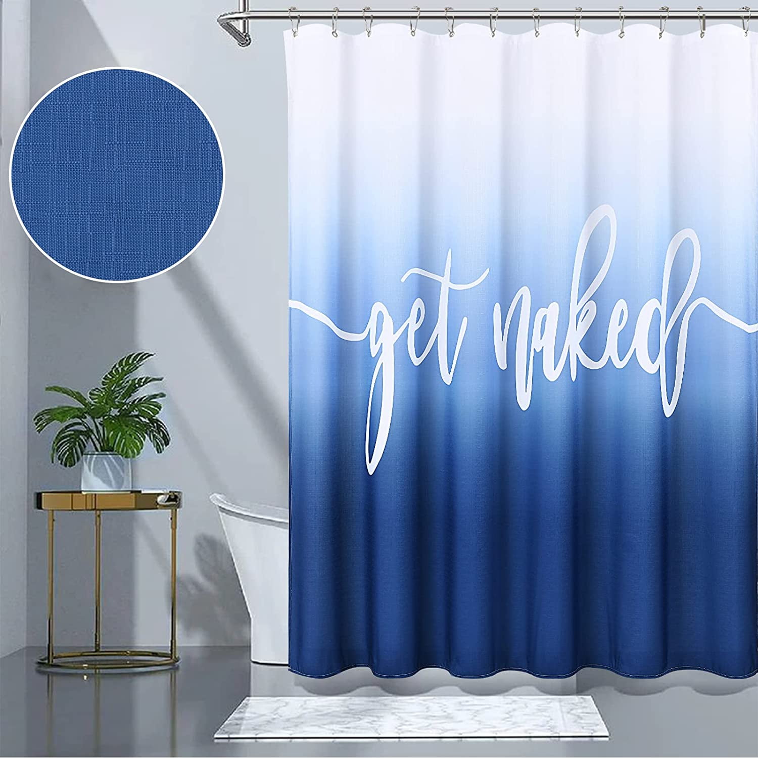Blue Ombre Gradient Shower Curtain Get Naked White to Blue, Shower ...