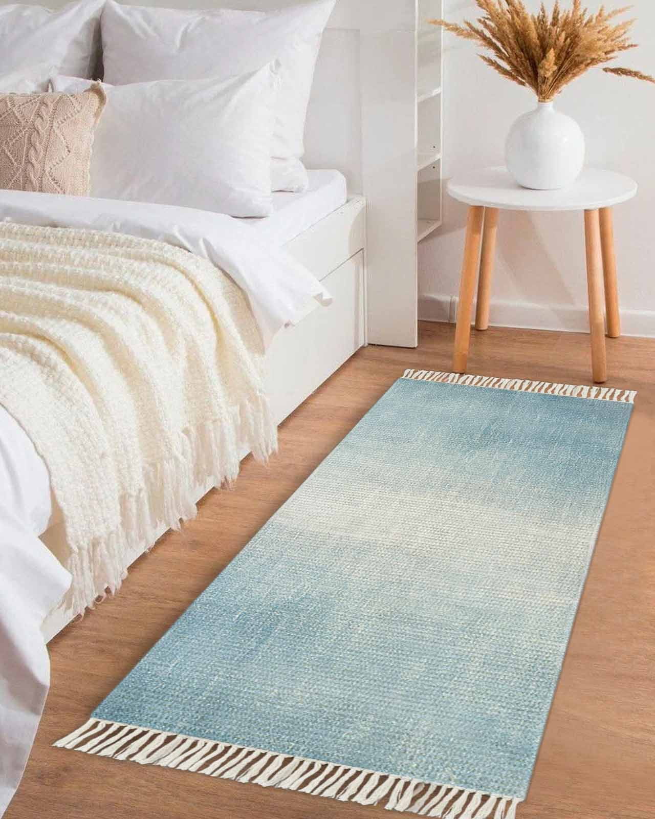 Blue Ombre Hallway Runner Rug 2x5ft, Modern Abstract Art Aesthetics ...