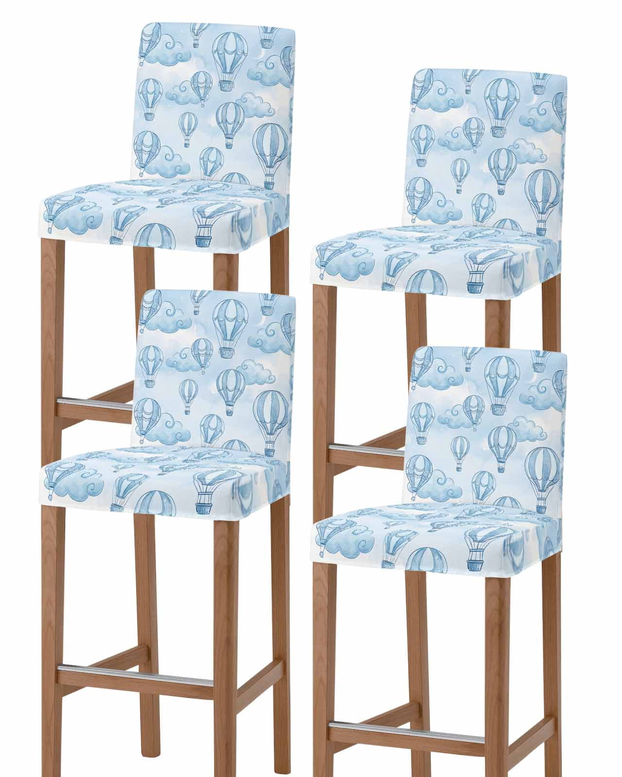 Blue Ombre Hot Air Balloon Bar Stool Covers Set of 4, Modern Balloon ...