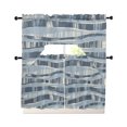 Blue Ombre Kitchen Curtains Set for Windows 3 Piece Cafe Curtains 36 ...