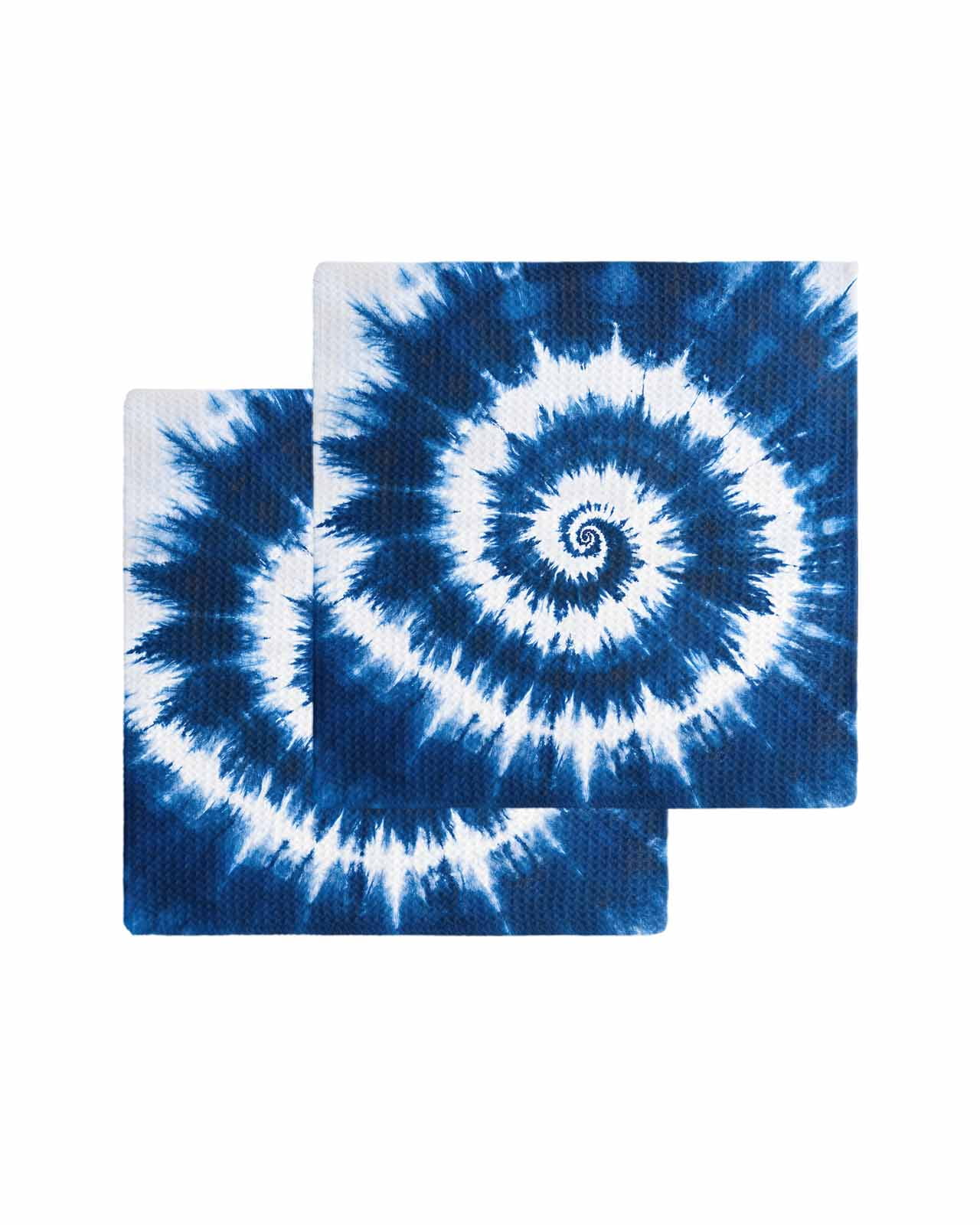 Blue Ombre Kitchen Dish Towels for Drying Dishes Set of 2, Boho Tribal Ethnic Abstract Tie Dye ...