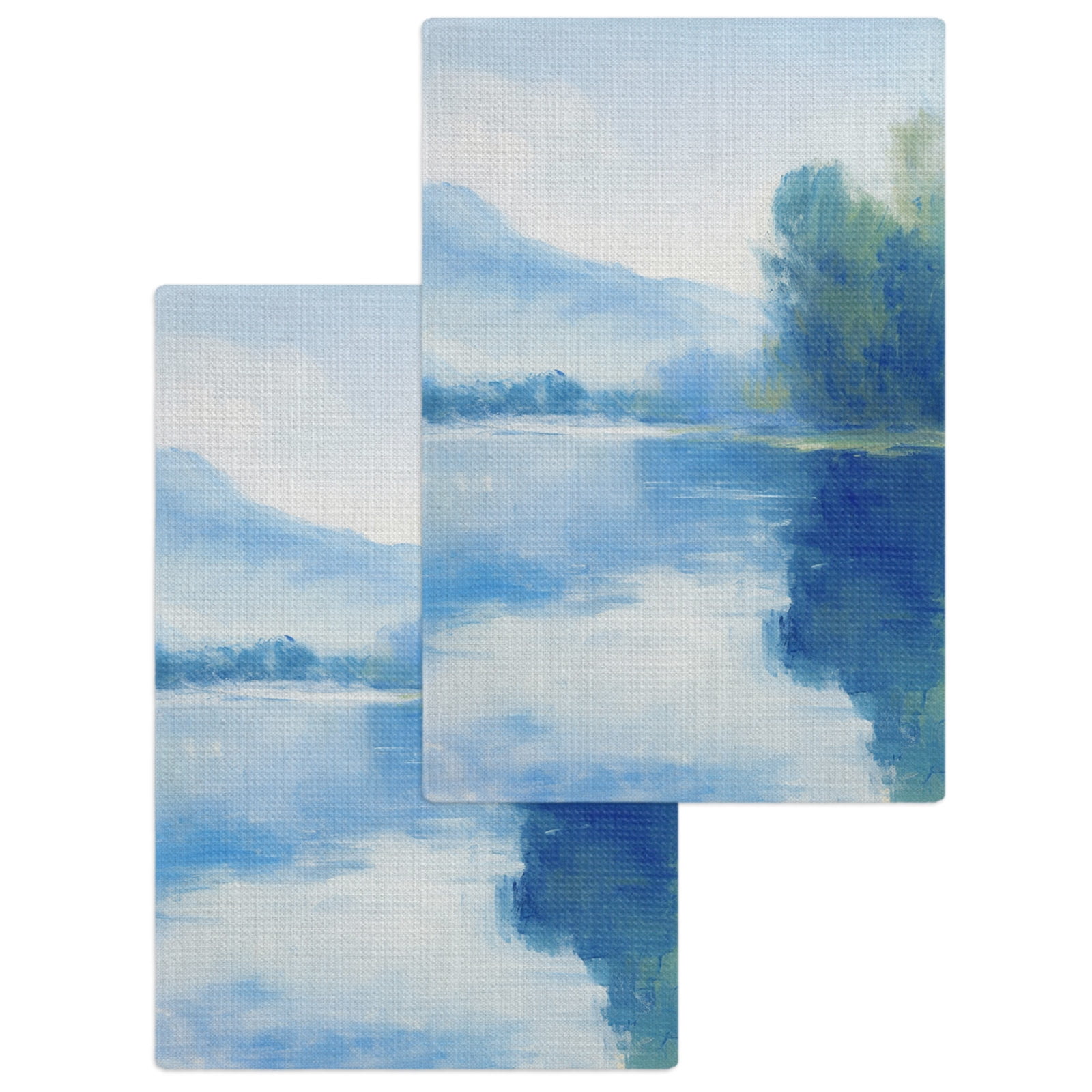 Blue Ombre Kitchen Dish Towels for Drying Dishes Set of 2, Watercolor ...