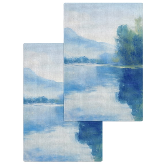 Blue Ombre Kitchen Dish Towels for Drying Dishes Set of 2, Watercolor ...