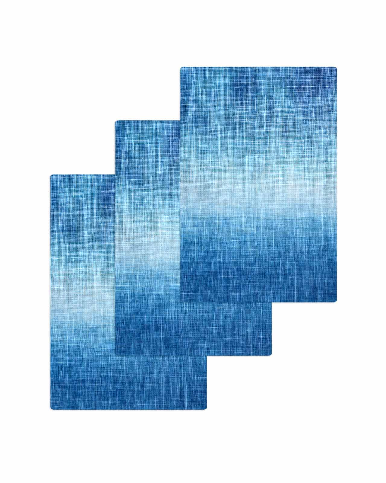 Blue Ombre Kitchen Dish Towels for Drying Dishes Set of 3, Vintage Chic Gradient Abstract ...