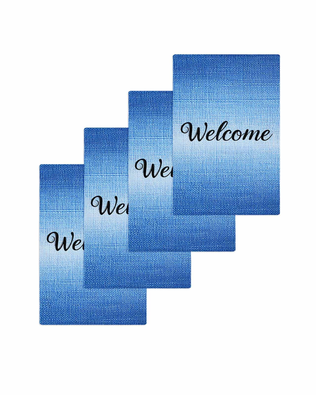 Blue Ombre Kitchen Dish Towels for Drying Dishes Set of 4, Summer Vintage Texture Painting ...