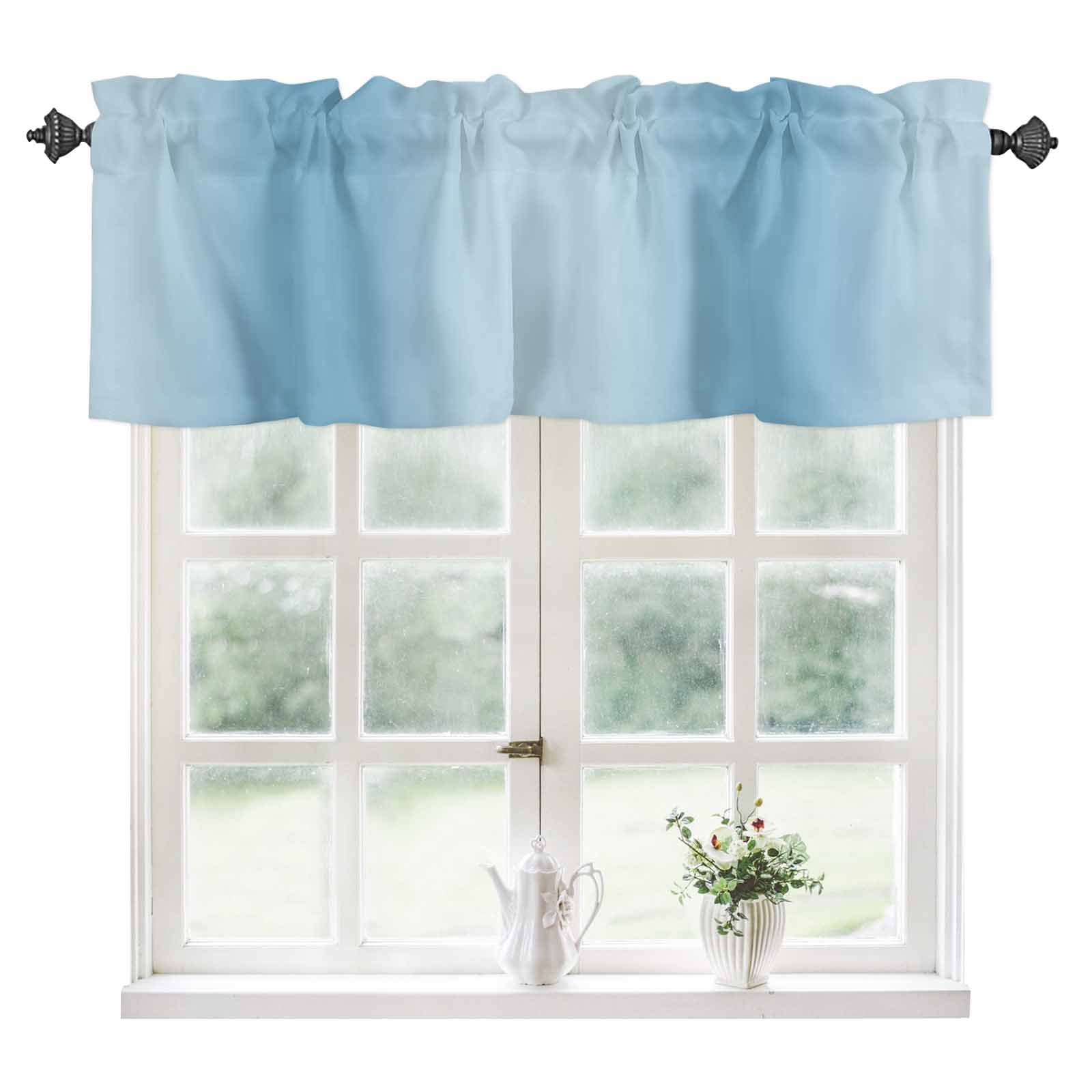 Blue Ombre Kitchen Valances for Windows 42x12 Inch Kitchen Curtains ...
