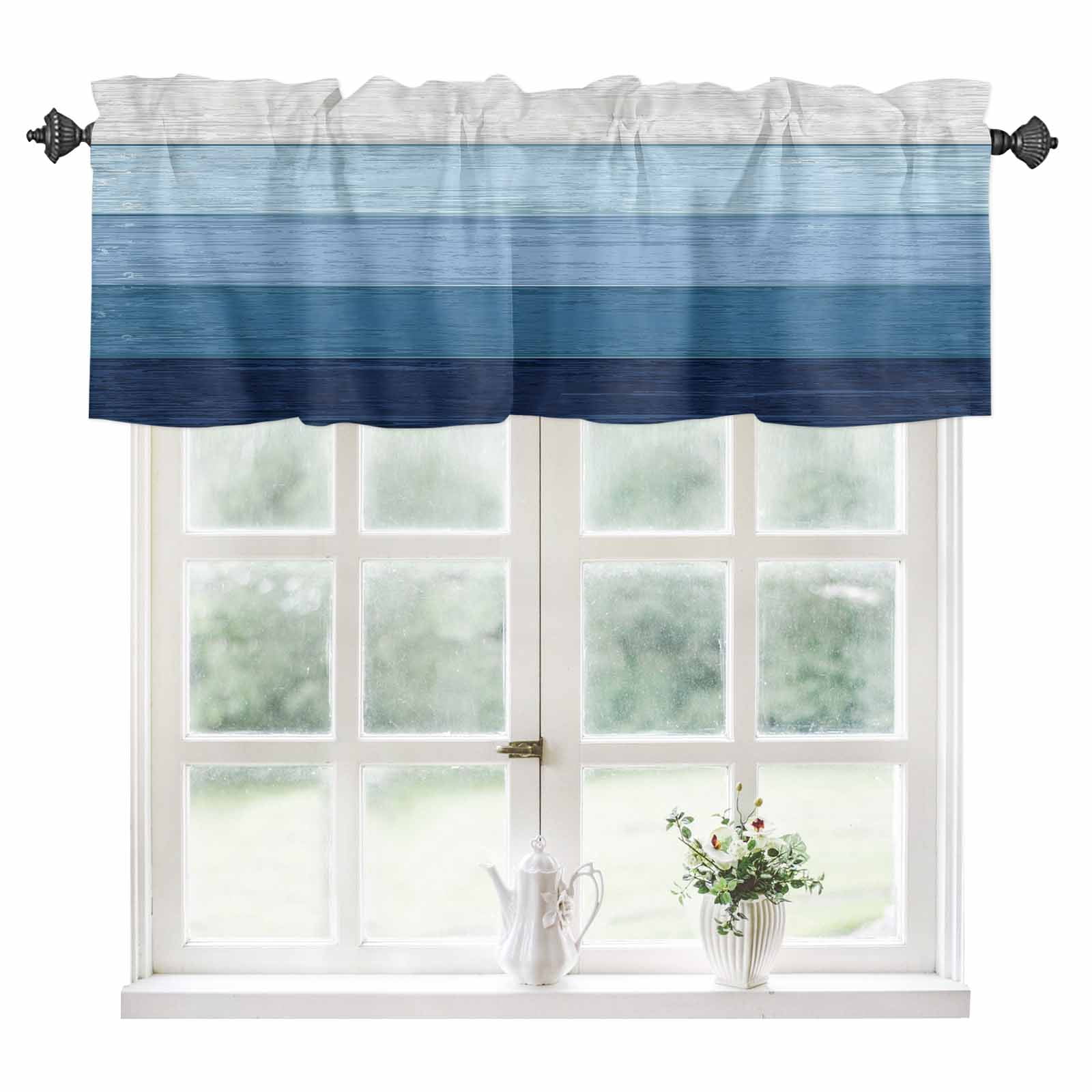 Blue Ombre Kitchen Valances for Windows 60x18 Inch Kitchen Curtains ...