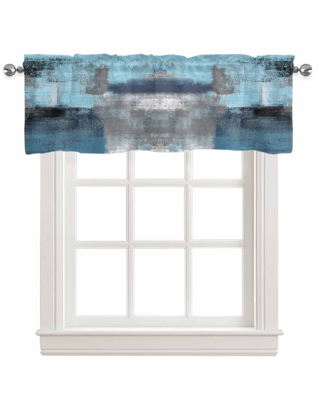 Blue Ombre Kitchen Valances for Windows Farmhouse Linen Window Valance ...