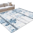 Blue Ombre Leaves Washable Rug 2.7x5 Area Rug for Living Room Bedroom ...