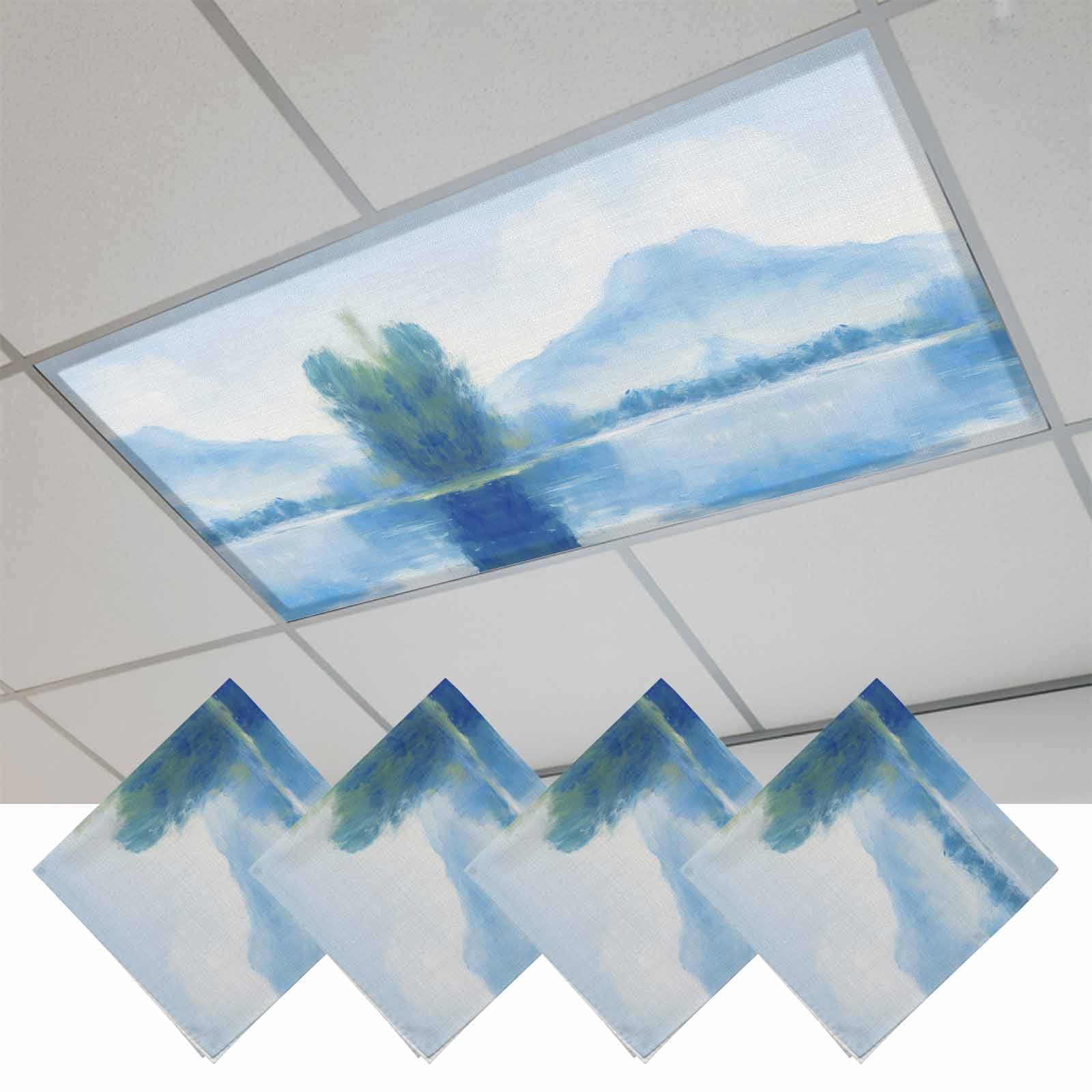 Blue Ombre Magnetic Fluorescent Light Covers for Ceiling Lights 2x4 ...