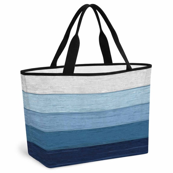 Blue Ombre Mesh Beach Bag for Women Men, Large Beach Tote Waterproof ...