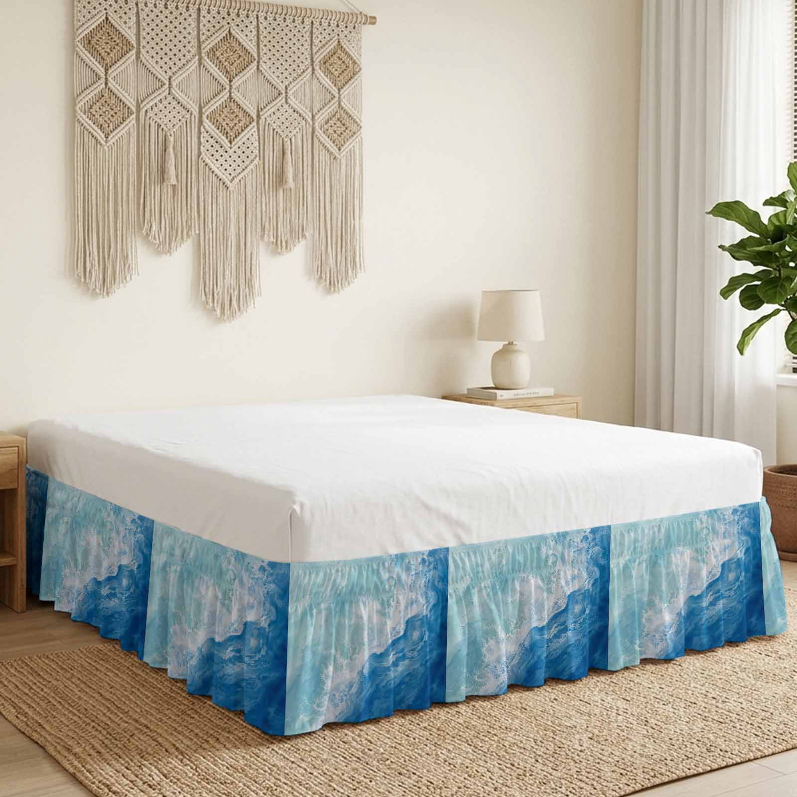 Blue Ombre Ocean Bed Skirt Bed Skirts Queen Size 18 Inch Drop, Teal ...