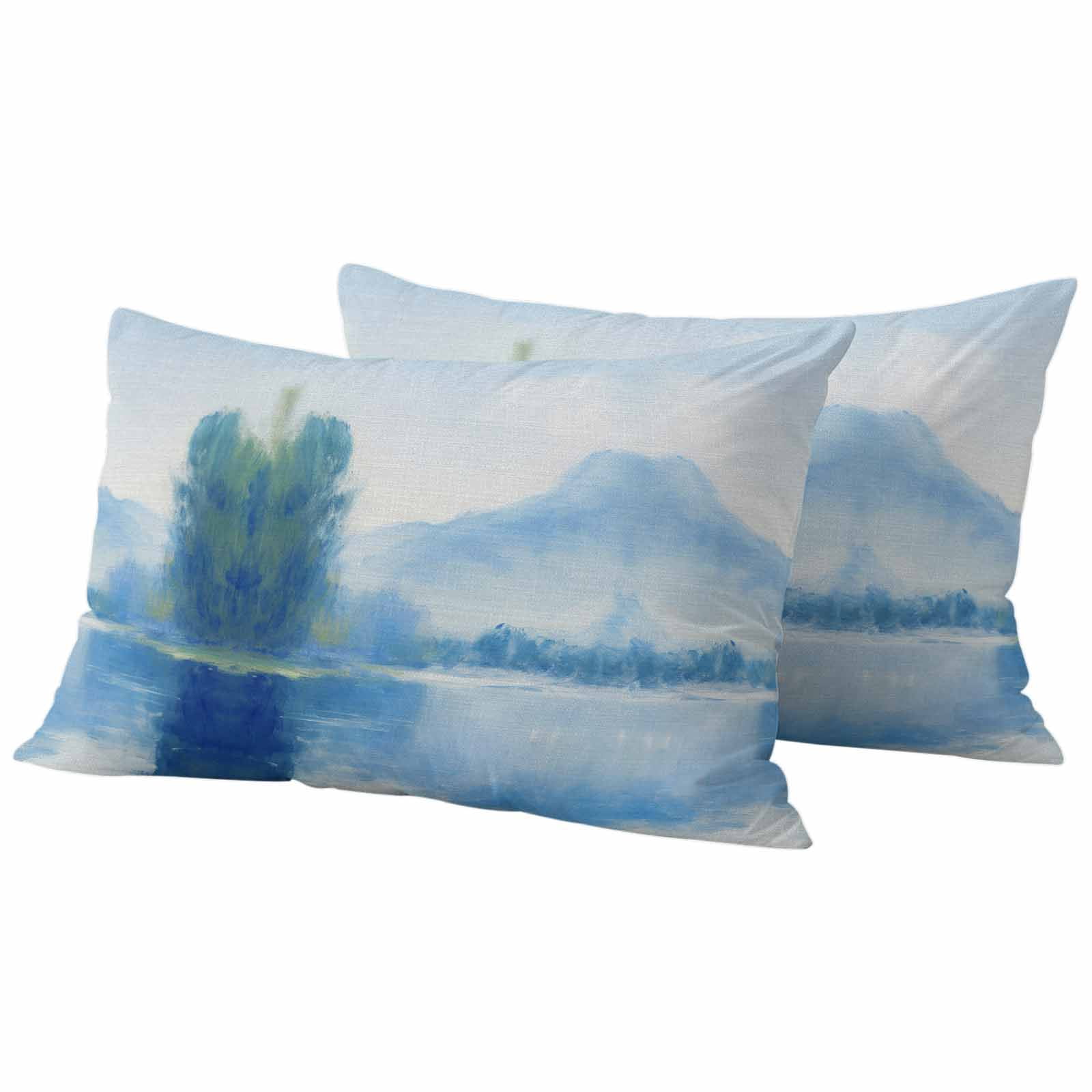 Blue Ombre Outdoor Pillow Covers 20"x12" Set of 2, Waterproof Throw ...