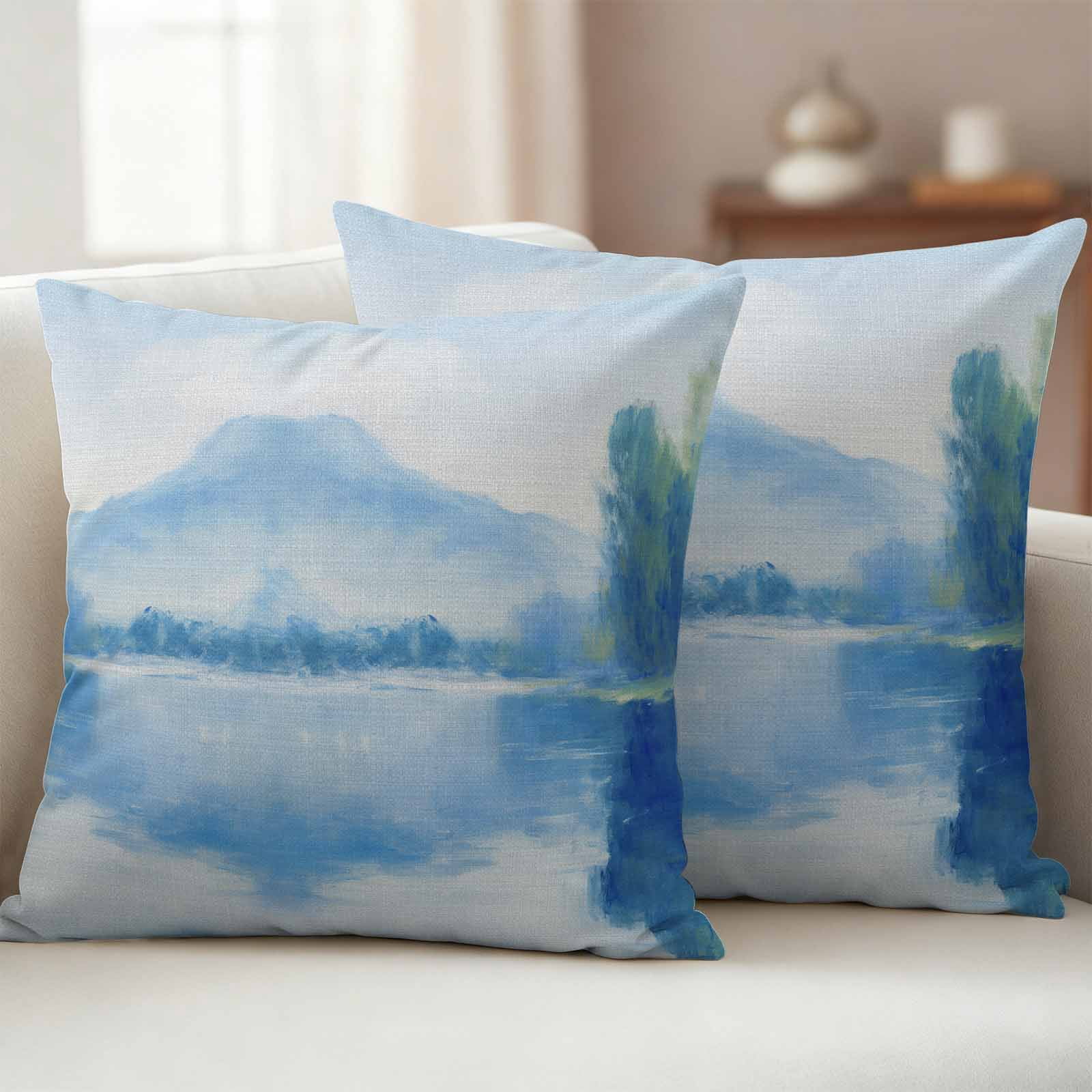 Blue Ombre Outdoor Waterproof Throw Pillow Covers 16x16 Set of 2 ...