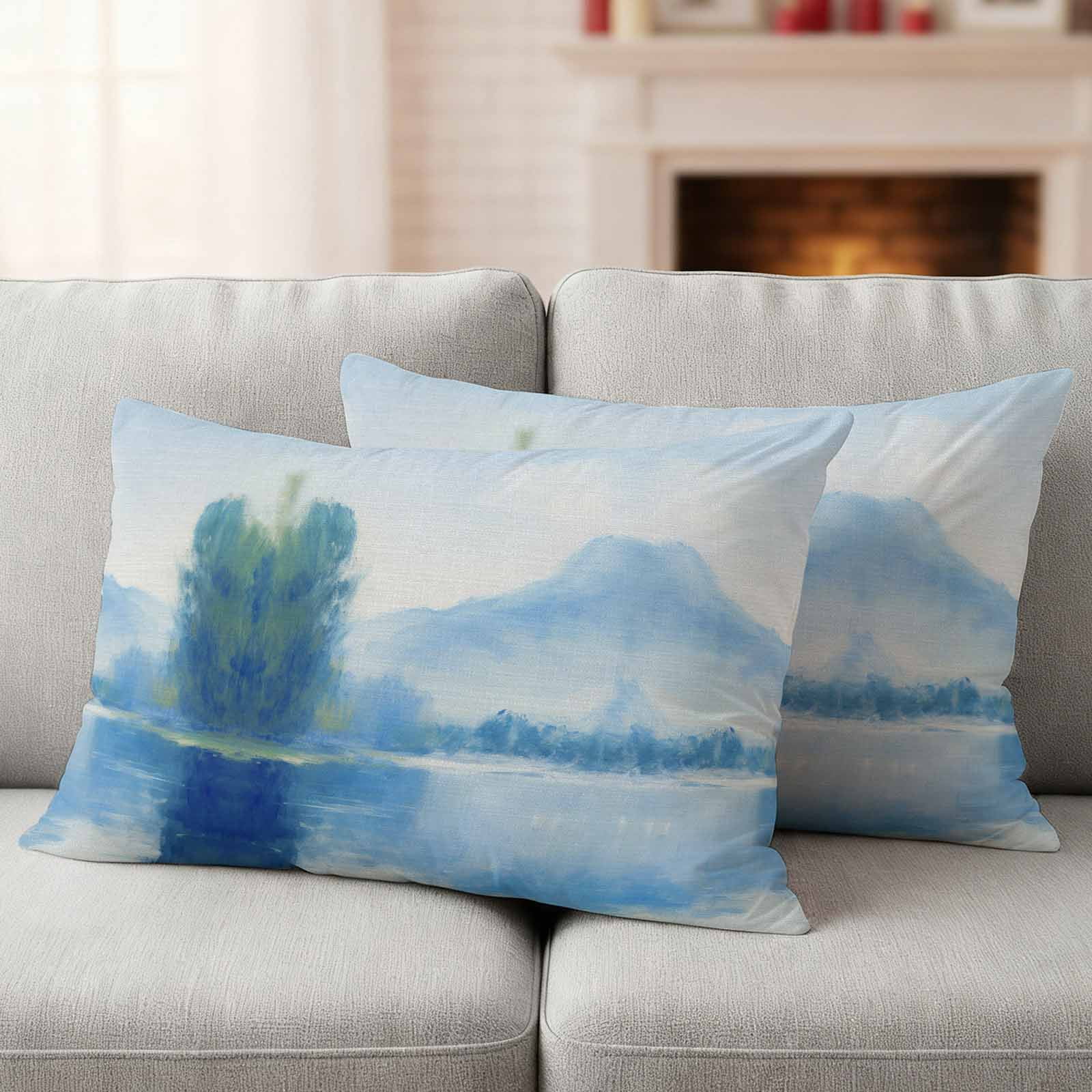 Blue Ombre Outdoor Waterproof Throw Pillow Covers 20x12 Set of 2 ...