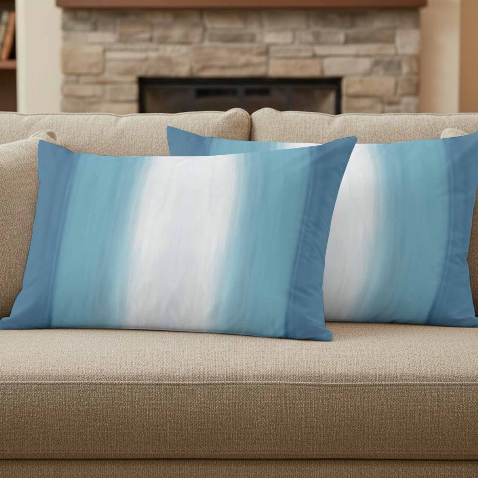 Blue Ombre Pillow Covers Set of 2, Abstract Light Blue Ombre White ...