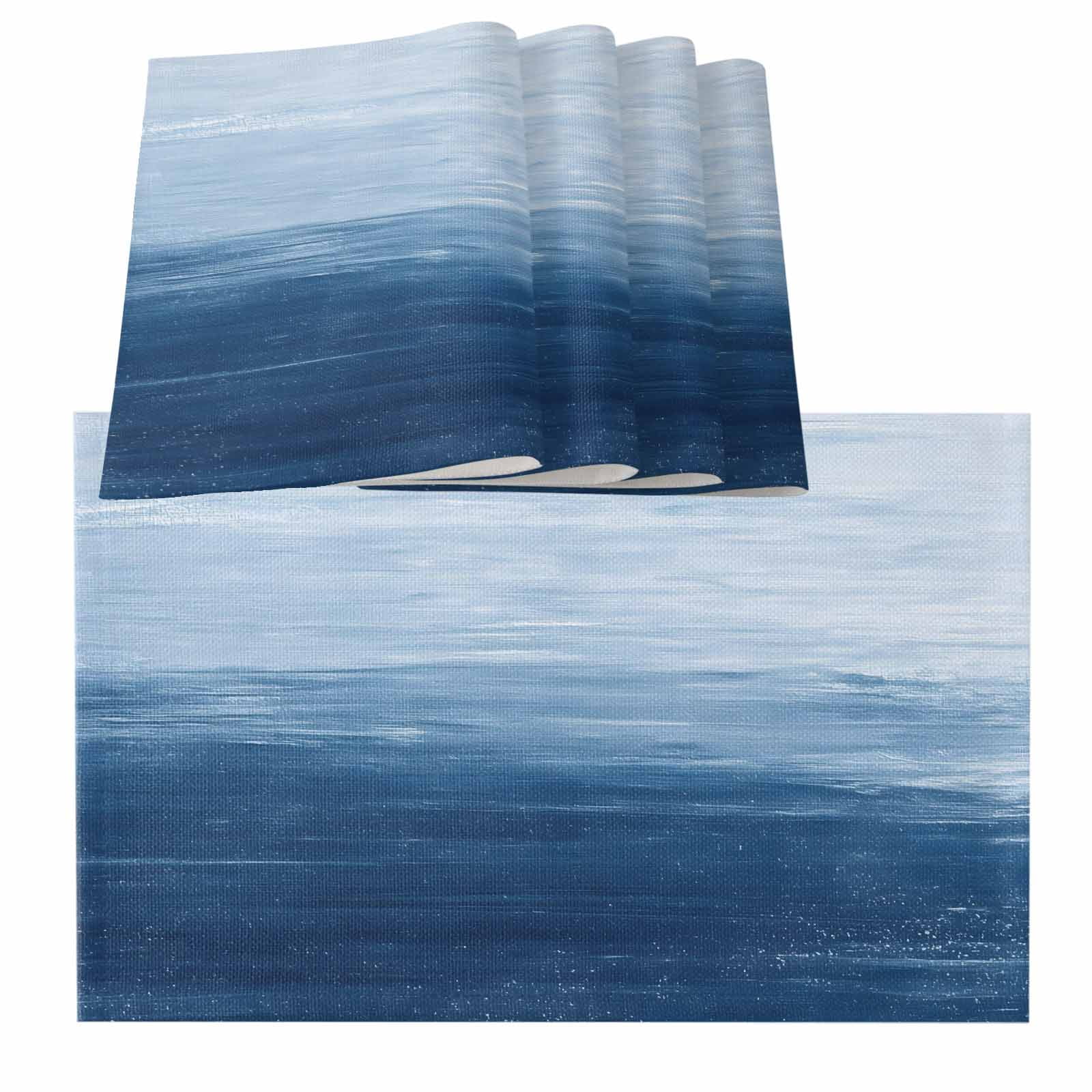 Blue Ombre Placemats for Dinning Table Set of 4, Modern Abstract Art ...