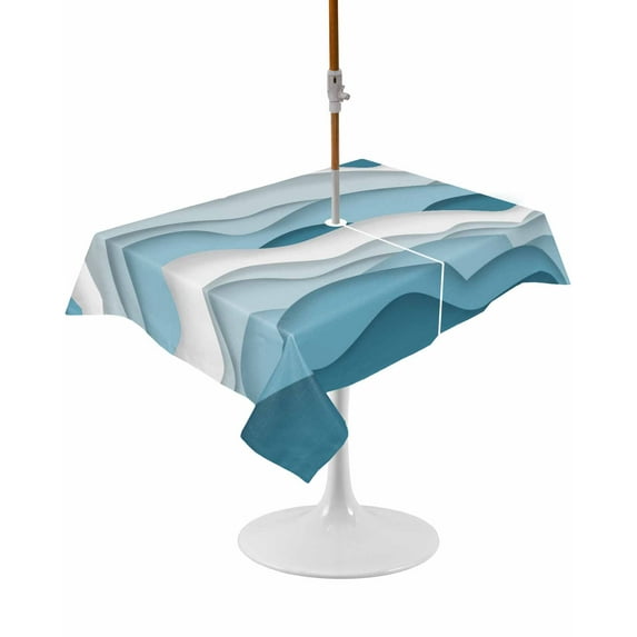 Blue Ombre Rectangle Outdoor Tablecloth, Waterproof Table Cloth Cover ...