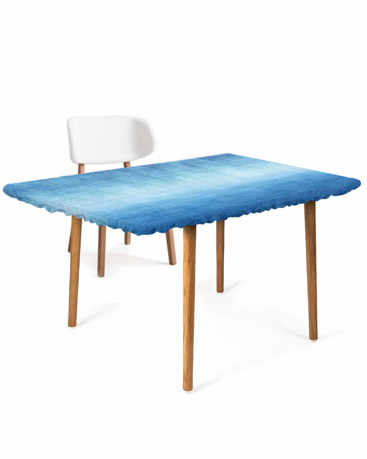 Blue Ombre Rectangle Tablecloth, Waterproof Elastic Fitted Table Covers ...