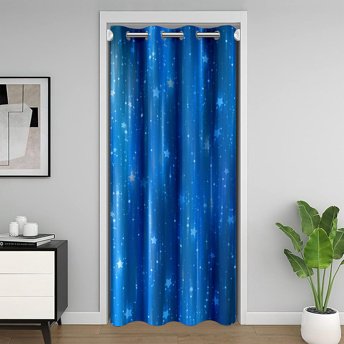 Blue Ombre Room Divider Curtain,Grunge Gradient Door Drape Women,Modern ...