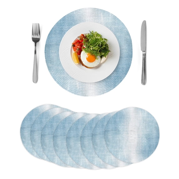 Blue Ombre Round 15 Inch Placemats Set of 8, Modern Abstract Art ...