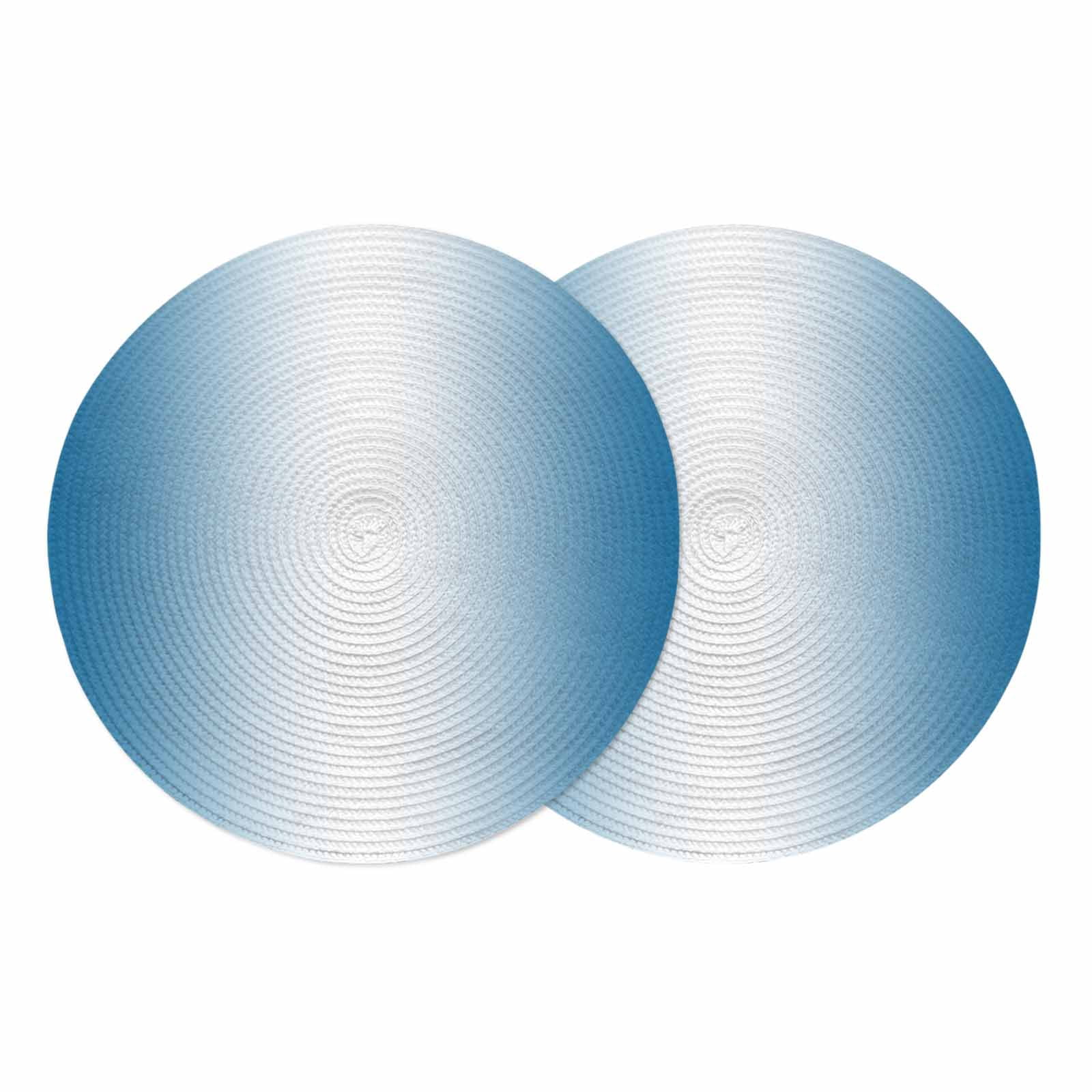Blue Ombre Round Placemats Set of 2, Braided Polypropylene Place Mats ...