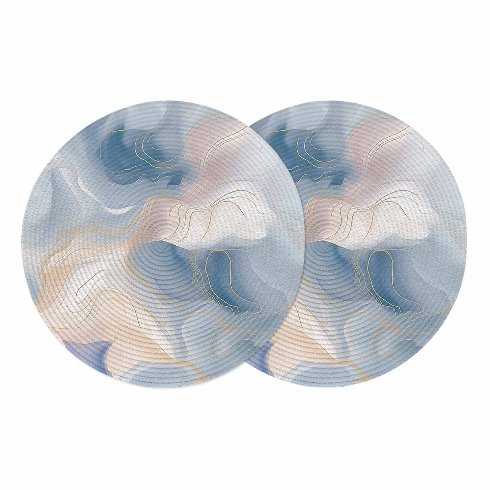 Blue Ombre Round Placemats Set of 2, Braided Polypropylene Place Mats ...