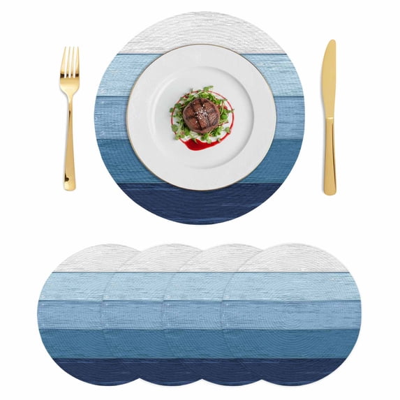 Blue Ombre Round Placemats Set of 4, Braided Polypropylene Place Mats ...