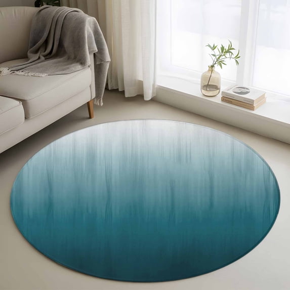 Blue Ombre Round Rug 3ft Washable Circle Entryway Rugs Non Slip ...