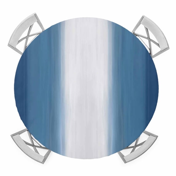 Blue Ombre Round Table Cover, Abstract Navy Blue Ombre White Stripes ...
