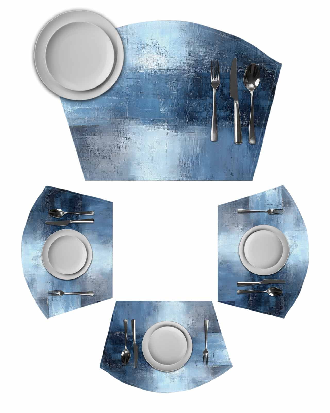 Blue Ombre Round Table Placemats Set of 4 Wedge Placemats, Oil Painted ...