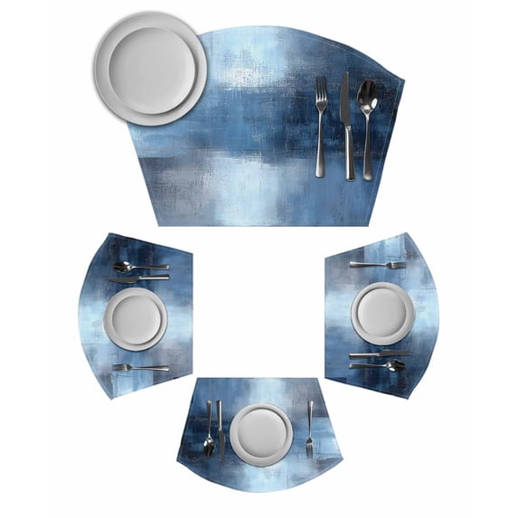 Blue Ombre Round Table Placemats Set of 4 Wedge Placemats, Oil Painted ...