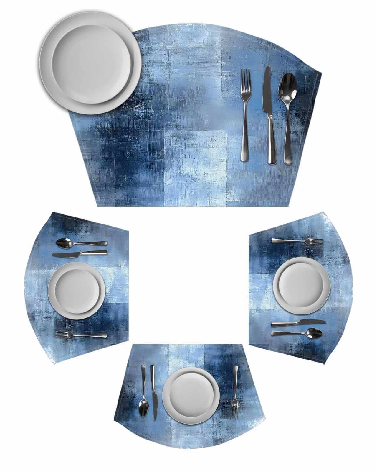 Blue Ombre Round Table Placemats Set of 6 Wedge Placemats, Modern Oil ...