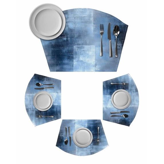 Blue Ombre Round Table Placemats Set of 6 Wedge Placemats, Modern Oil ...