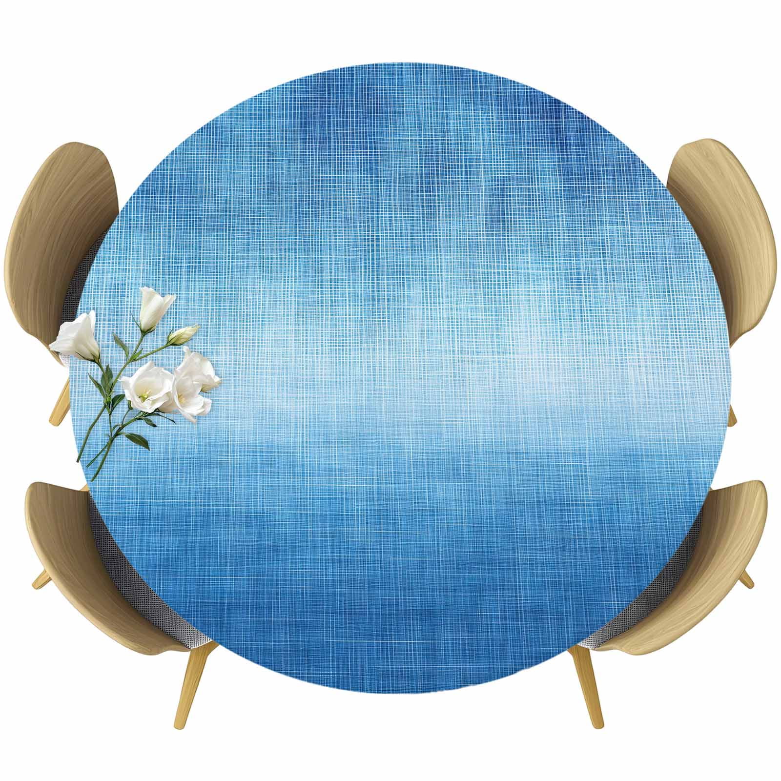 Blue Ombre Round Tablecloth 45-54 Inch Round Fitted Table Cloth with ...