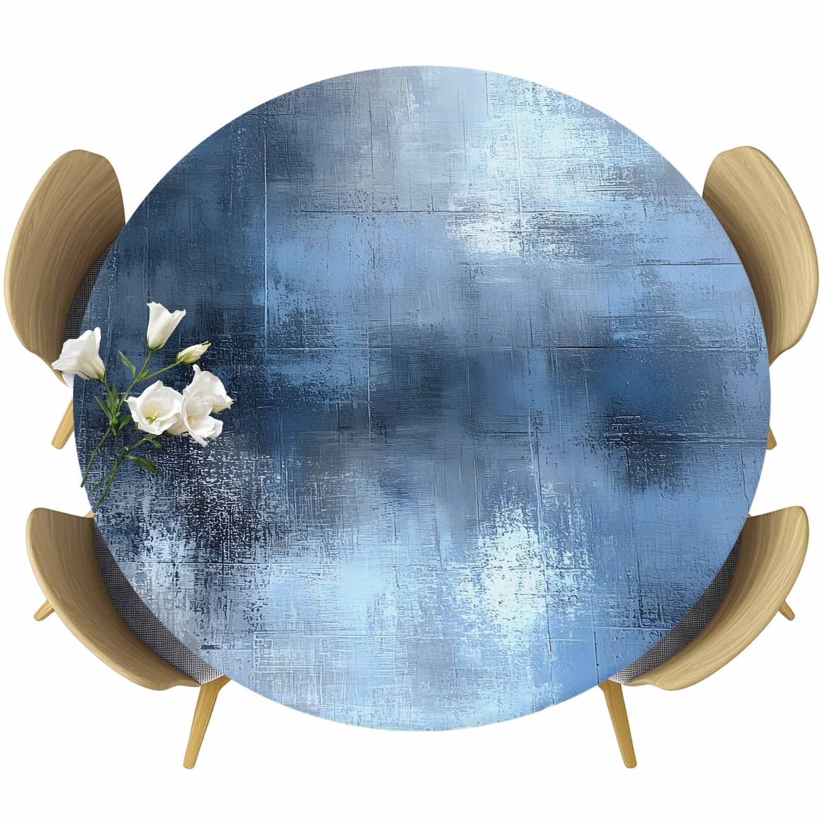 Blue Ombre Round Tablecloth 45-54 Inch Round Fitted Table Cloth with ...