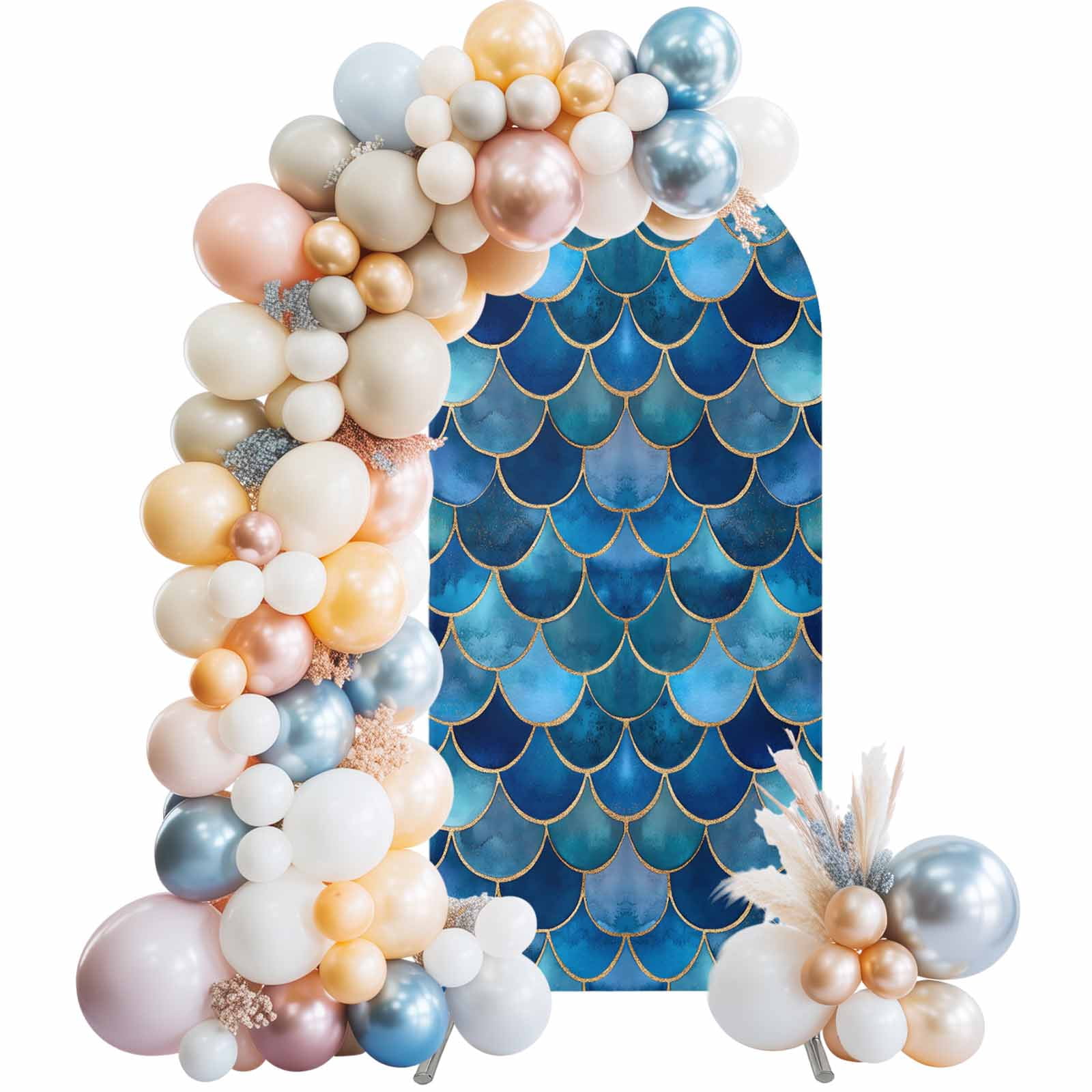 Blue Ombre Scale Arch Backdrop Cover 7.2Ft, Wedding Arch Covers ...