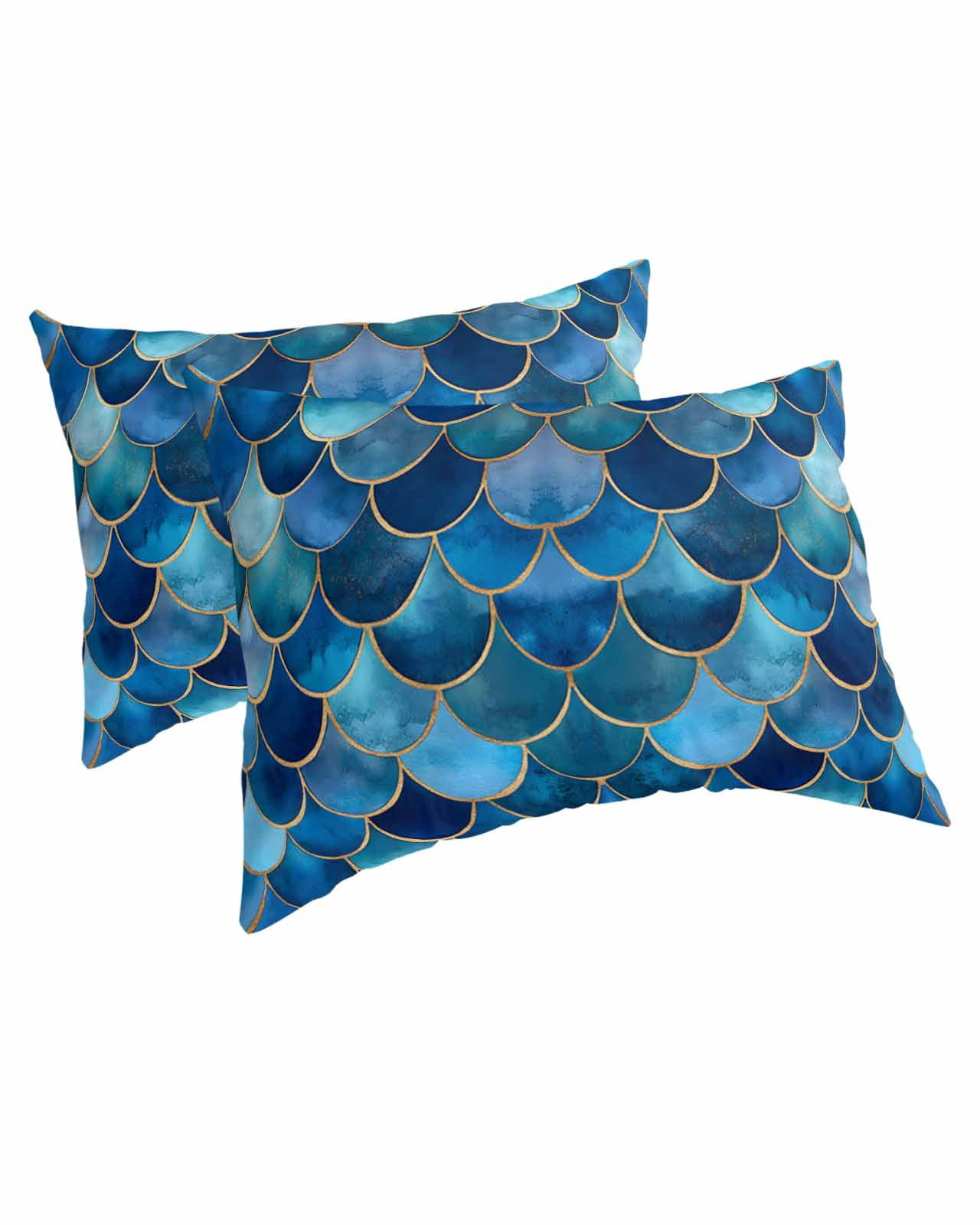 Blue Ombre Scale Pillow Covers King Size 2 Pack, Abstract Art Ocean ...