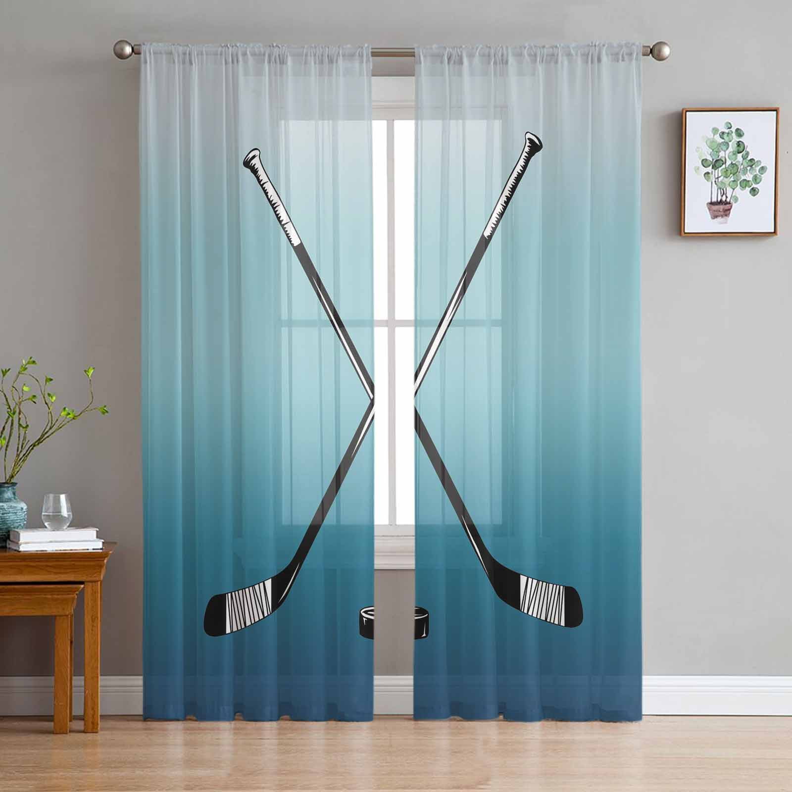 Blue Ombre Sheer Curtains 72 Inches Long 2 Panels Set, Window Sheer ...