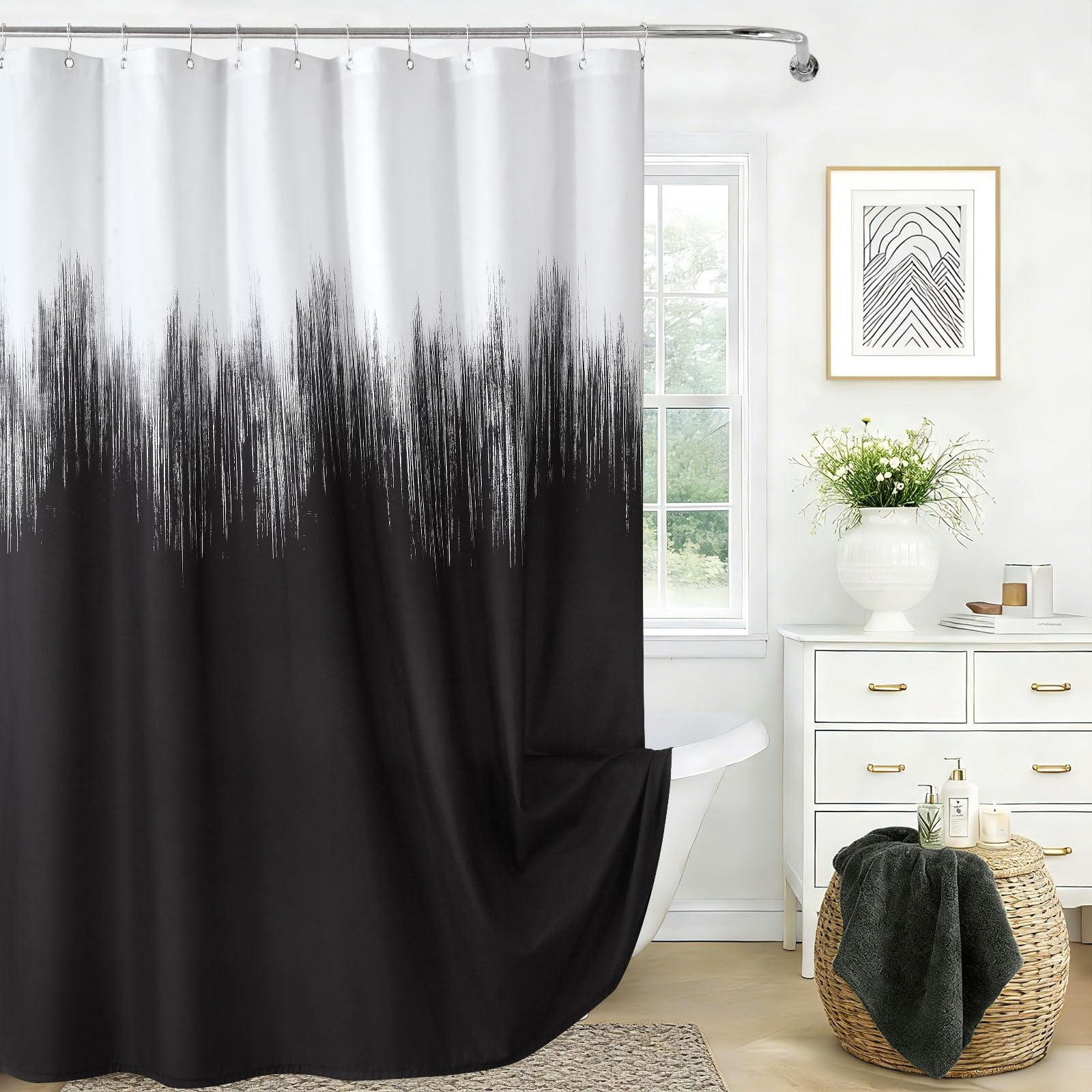 Blue Ombre Shower Curtain,Blue to White Gradient Lace Printed Fabric ...