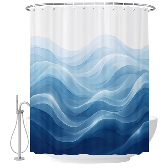 Blue Ombre Shower Curtain Set with Hooks, Abstract Modern Gradient ...