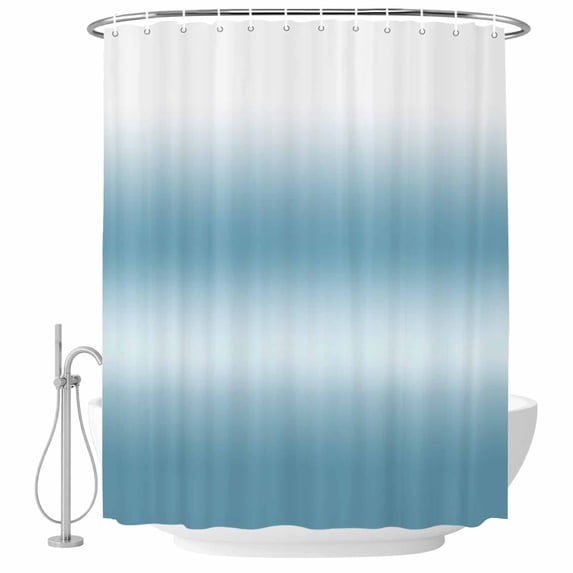 Blue Ombre Shower Curtain Set - Long 72" x 84" Washable Bathtub Curtain ...